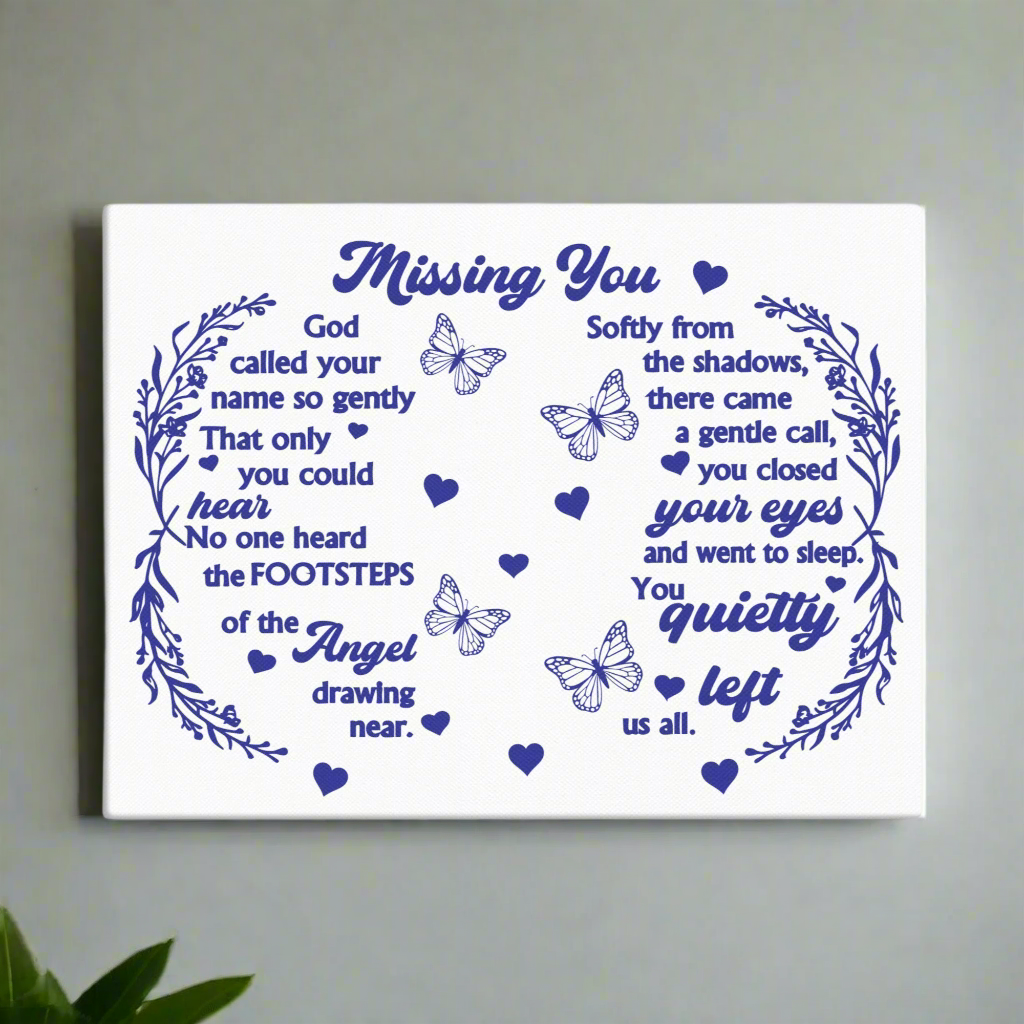 Memorial Poem Canvas, Missing You Poem Gift, Mourning Poem Wall Art, B ...