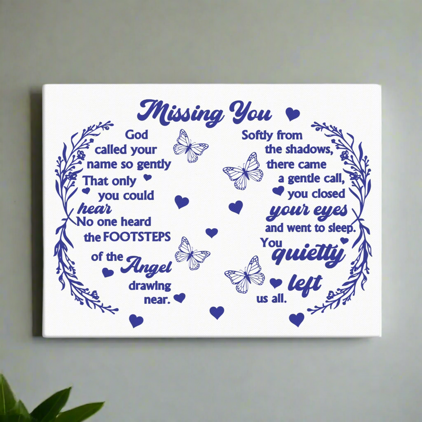 Memorial Poem Canvas, Missing You Poem Gift, Mourning Poem Wall Art, B ...